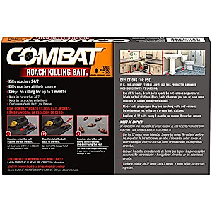 Combat Roach Killing Bait Stations for Small Roaches, Kills Roaches and Eggs, 12 Count
