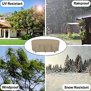 OutdoorLines Waterproof Curved Outdoor Sectional Cover - UV Resistant Windproof Patio Sectional Sofa Covers for Deck, Lawn and Backyard, Heavy Duty Furniture Covers (120Lx36Dx38Hx82FL, Camel)