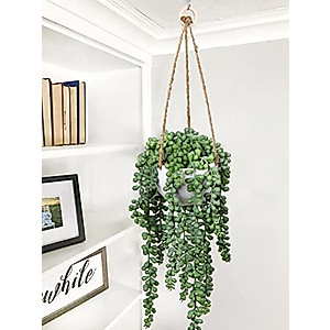 plants Artificial Succulents Hanging Fake String of Pearls Greenery with Planter for Home Wall Garden Indoor Outdoor Decor