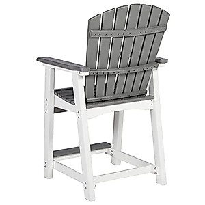 Signature Design by Ashley Outdoor Transville HDPE Patio Barstool, 2 Count, Gray