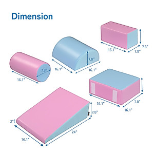 JOYMOR Soft Foam Climbing Blocks 5-Pieces Set, Climb and Crawl Foam Blocks, Beginner Toddler Climber Set with Slide & Ramp, Indoor Active Play Structures for Baby and Toddlers Age 1-3