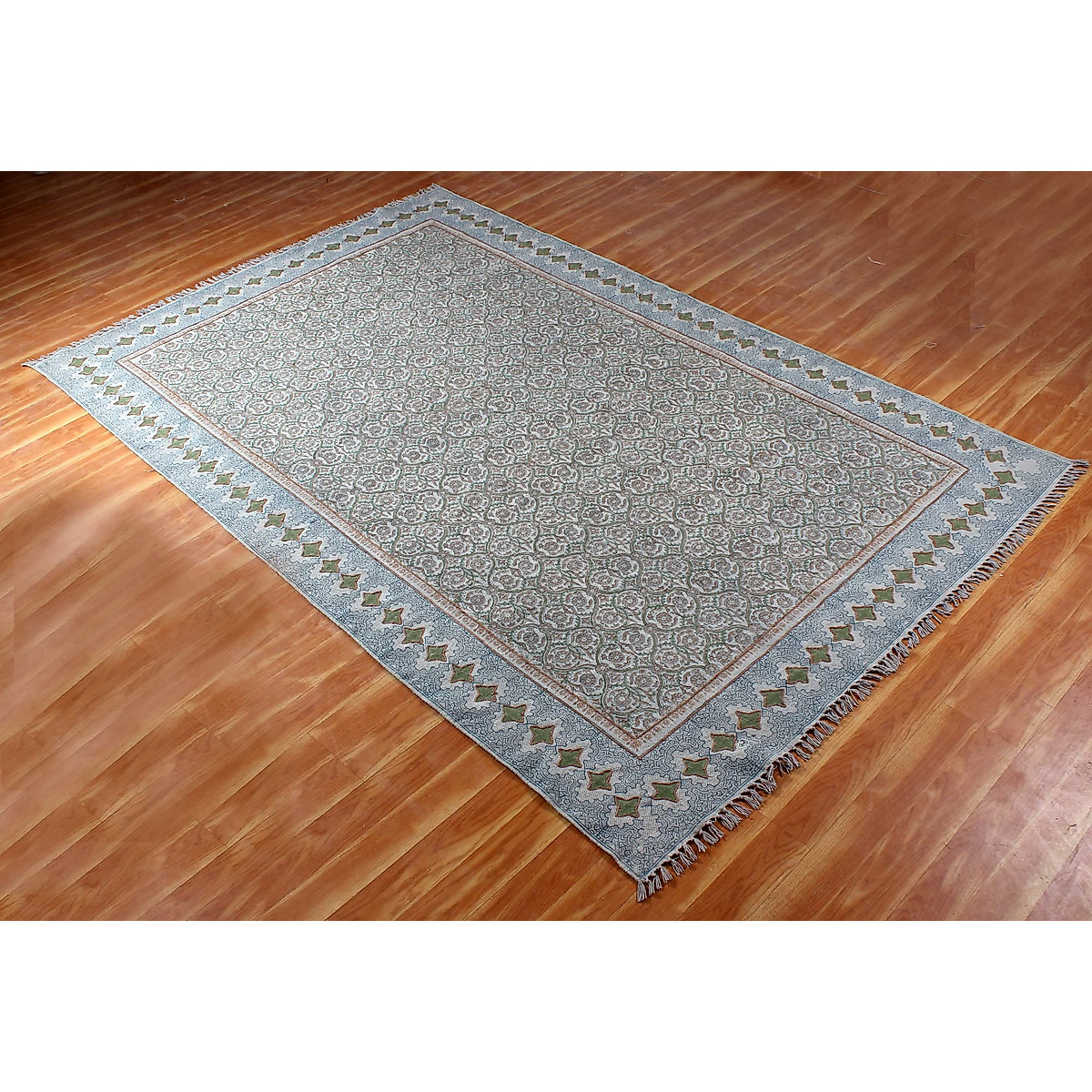 Boho Rug Area Rug Brown & Grey Handmade Dhurrie Rug Flat Weave Outdoor Beach Yoga Carpet Kilim Rugs for Bedroom Bathroom Lounge, Laundry Room 60x90 cm (2x3 Feet)