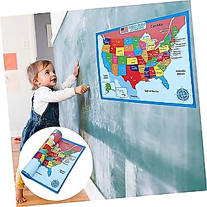 Ciieeo 1 Sheet United States map US map poster school accessory kids supplies playroom decor usa map for kids school supply portable synthetic paper hanging pictures child