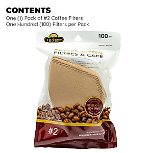 Jacent Fill N Brew Disposable #2 Coffee Filters, Cone Shape - 100 Count per Pack, 1 Pack