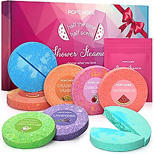 POPCHOSE Shower Steamers Aromatherapy - Dry Brushing Body Brush POPCHOSE Fabric Shaver, Rechargeable Lint Remover with 6-Blades Stocking Stuffers Christmas Gifts for Women and Mom