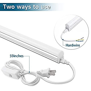 Barrina (Pack of 22) LED T5 8FT 5000lm 6500K 10-Pack & 4FT 2200lm 6500K 12-Pack(Super Bright White) LED Shop Light, Ceiling and Under Cabinet Light, Corded Electric with Built-in ON/Off Switch