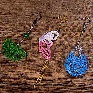 FineInno Resin Mold,Earring Mold Epoxy Pendant Molds Jewelry Molds Casting Silicone Molds Resin Leaf,Teardrop, Round, Heart Shaped, Snowflake Etc (Cute Earring Mold)