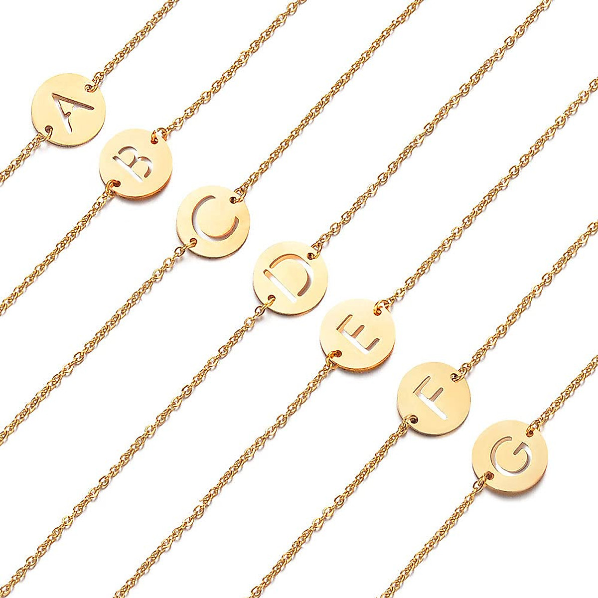 MODAGIRL Initial Bracelet Gold Jewelry for Women Dainty Personalized Letter Charm Chin Bracelet for Teen Girls Special Gifts (C)