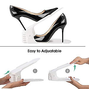 Neprock 20-Pack White Shoe Slots Organizer Bundle with 6 Tier Black Shoe Rack Organizer