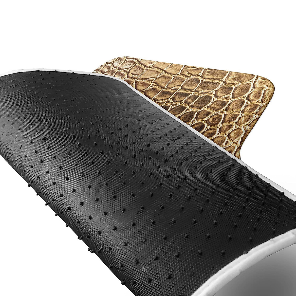 Lunarable Animal Print Car Mat Set of 4, Tint Vivid Crocodile Skin Nature Life Toughness High-End Design Art, Front & Back Seat Floor Mat Durable PVC Backing Car Accesory, Brown Pale Brown