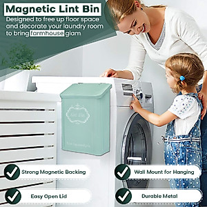 Lint Bin | Magnetic Lint Bin For Laundry Room With Lint Brush For Dryer Lint Trap | Lint Holder Bin For Laundry Room | Lint Bin For Laundry Room Magnetic | Laundry room Trash Can | Dryer Sheet Holder