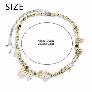 Woeoe African Waist Beads Layered Shell Bead Belly Chain Elastic Plus Size Waist Jewelry Body Accessories for Women