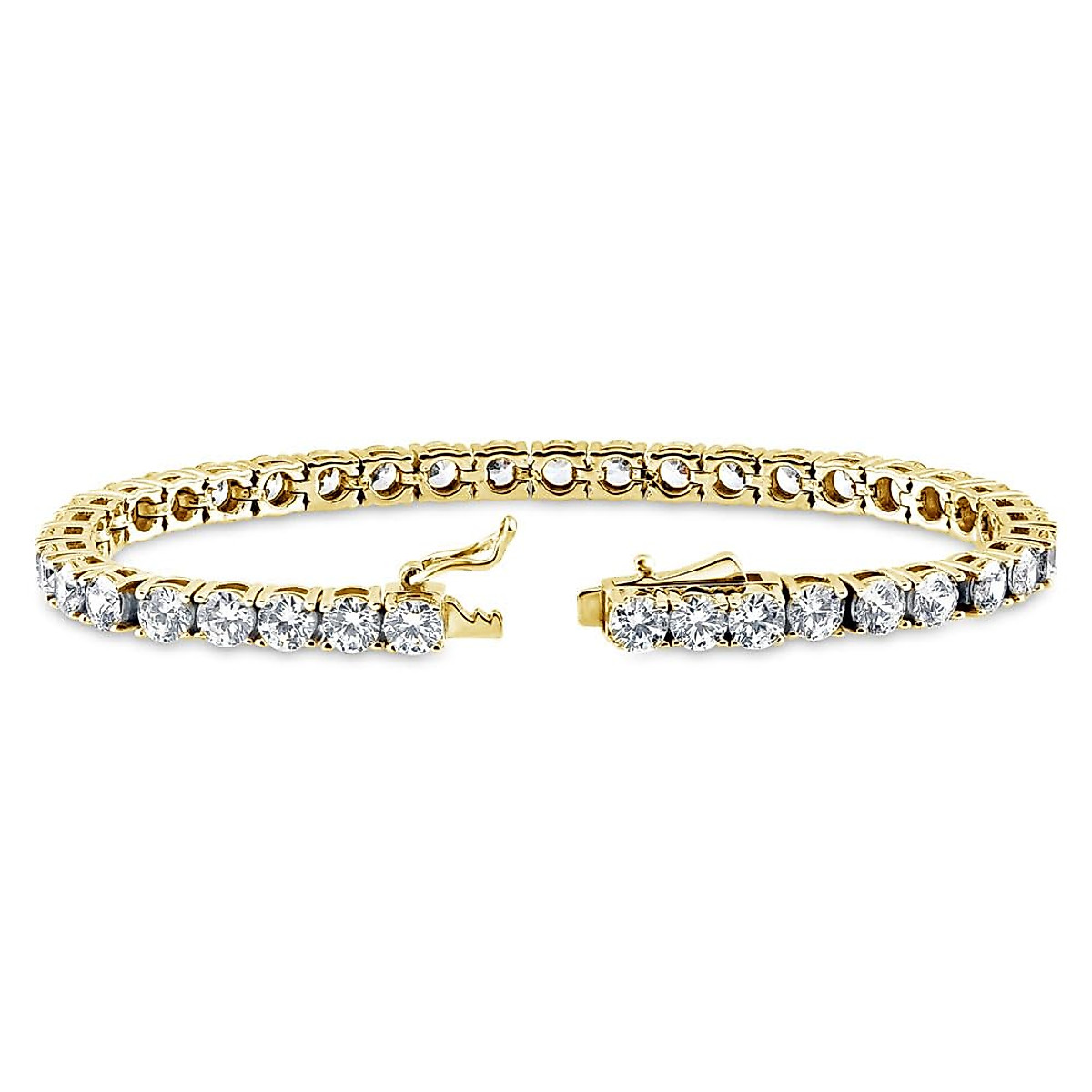 BERRICLE Sterling Silver Cubic Zirconia CZ Fashion Tennis Bracelet for Women, Yellow Gold Flashed 7"