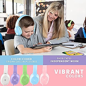 Sonitum Bulk Kids Headphones for School with Microphones - 5-Pack On-Ear 3.5mm Wired Headphones for Schools -Comfy Wired Kids Headphones with in-Line Mics – School Headphones for Kids