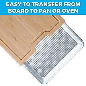 Easy-to-Clean Bamboo Wood Cutting Board Set with Non Stick Pullout Baking Sheet Tray - Easy Compact Storage Chopping Board Set