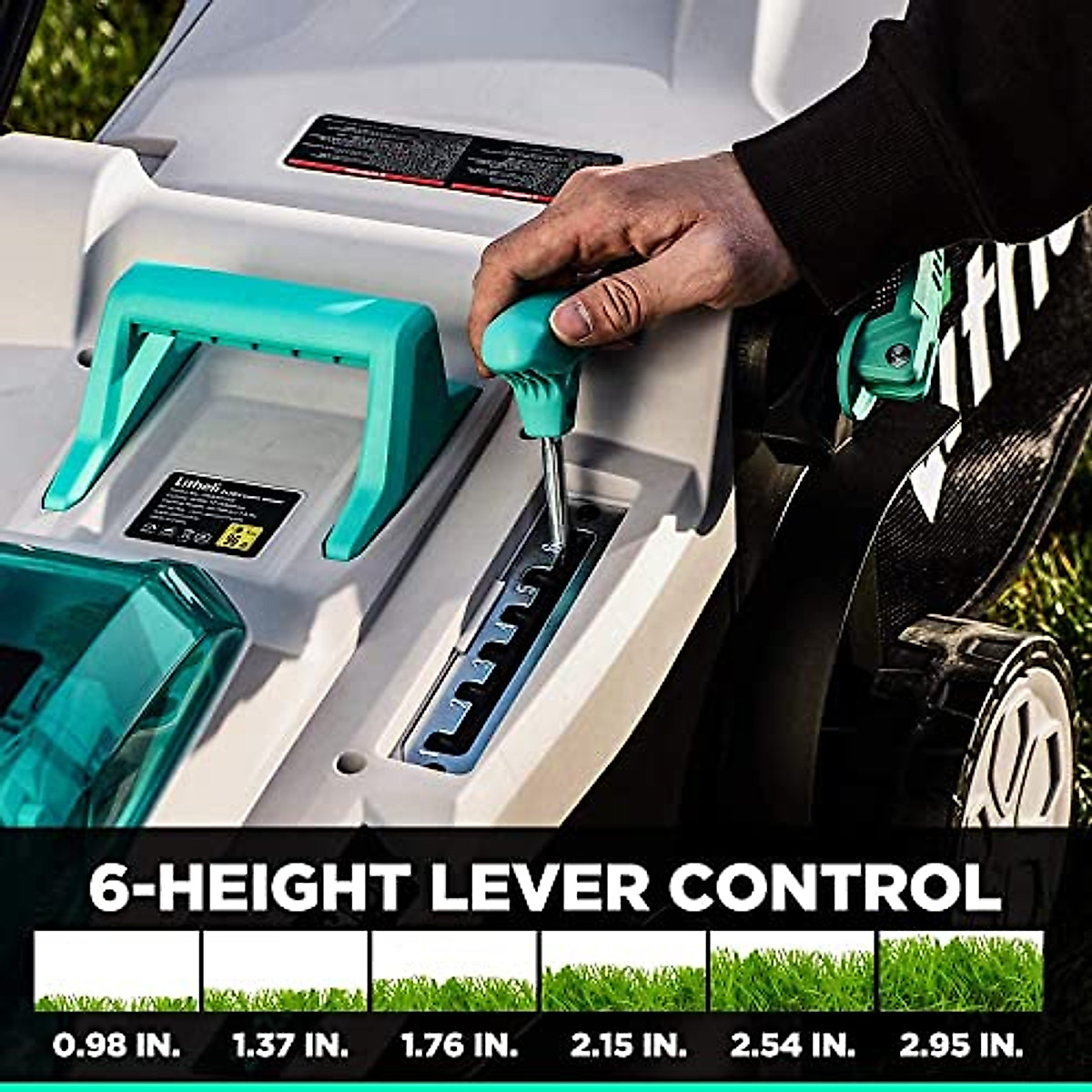 Litheli Cordless Lawn Mower 17 Inch, 2 x 20V 4.0Ah Battery Lawn Mowers with Brushless Motor, Bagging & Mulching, Charger Included