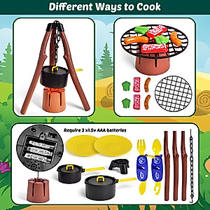 FUN LITTLE TOYS Kids Play Tent with Camping Toys, Toddler Tent with Battery Lantern, Kids Pop Up Tent Indoor Outdoor Toys Birthday Gifts for Girls Boys