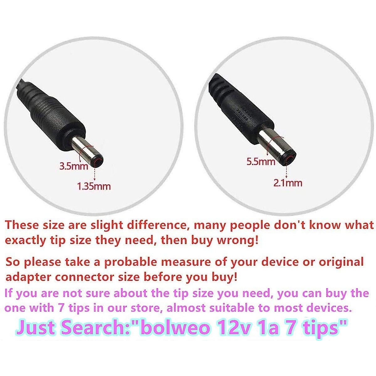 BOLWEO 12V 1A Power Supply Adapter Charger Cord for Kids Ride on Car LED Strip Lights Speaker Router Monitor IP CCTV Camera Alarm Siren Horn Telescope Fan Credit Card Machine AC DC Barrel 5.5x2.1mm