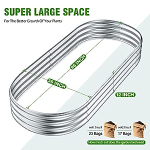 2 Pcs 8 x 3 x 1 FT Galvanized Steel Raised Garden Bed, Large Galvanized Steel Outdoor planter box for for Easy to DIY and clean - Raised Garden Beds outdoor for backyards, terraces and balconies