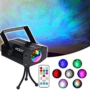 7 RGBW Color Water Effect Lights,KOOT Water Wave Lights Projector Stage Party Lights, Water Effect Strobe Ripples Lighting with Remote for Christmas Wedding Home Karaoke Disco Halloween Kids Room
