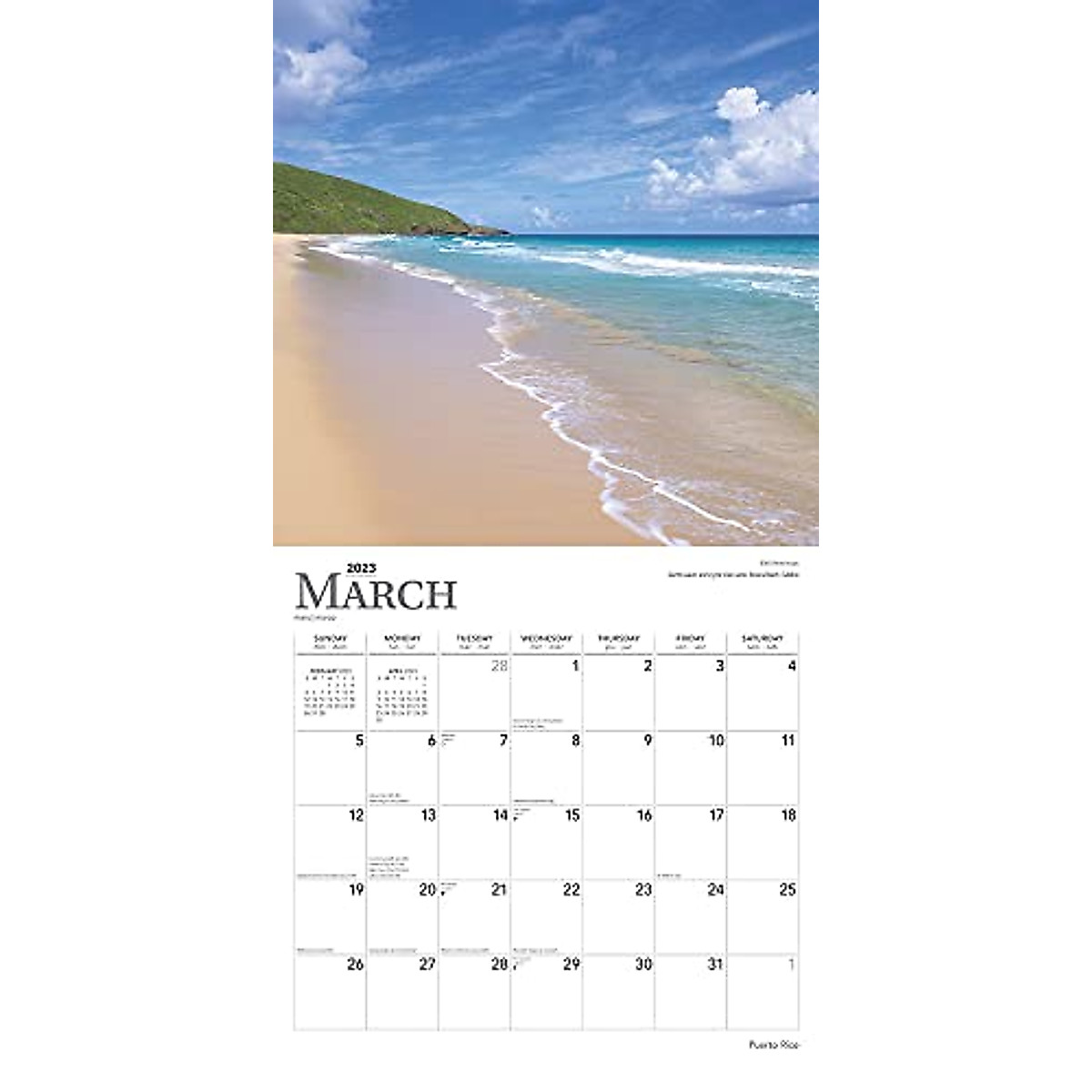 Puerto Rico | 2023 12 x 24 Inch Monthly Square Wall Calendar | BrownTrout | Travel Scenic Caribbean