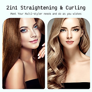 Mini Hair Straightener with LED Display Adjustable Temperature 1/2 Inch Small Flat Iron 4D 360°Swivel Short Hair Tourmaline Titanium Dual Voltage Auto Shut Off