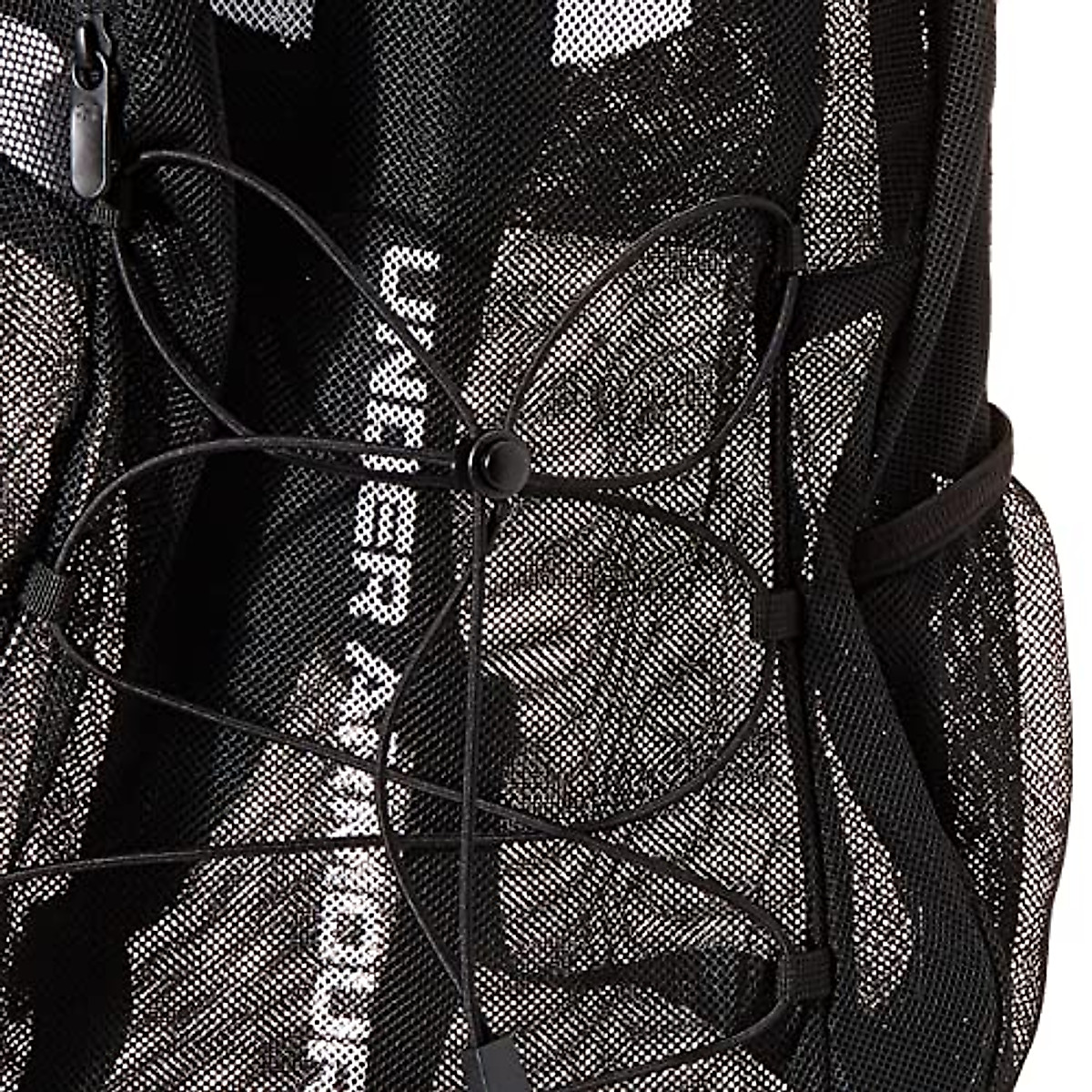 Under Armour unisex-adult Hustle Mesh Backpack , (001) Black / / White , One Size Fits Most
