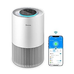 Govee Air Purifiers for Bedroom, HEPA Small Filter Air Purifier with Smart WiFi Alexa Control for Pet Hair, Odors, Pollen, Smoke, Quiet Portable Air Cleaner with 3 Speeds, Timer, Aromatherapy for Home