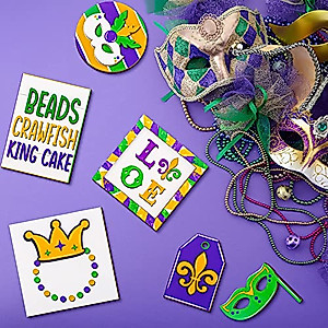 6 Pieces Wood Mardi Gras Decorations Mardi Gras Tiered Tray Decor Mardi Gras Home Decor Mardi Gras Home Decor Table Wooden Sign Carnival Table Sign for Masquerade Party Holiday Kitchen Centerpiece