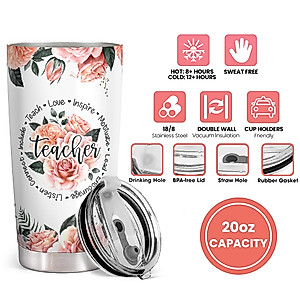 Teacher Gifts for Women - Teacher Appreciation Gifts - Gift Ideas for Teachers Women - Appreciation Week, Valentine, Birthday Gift Ideas for Teachers - 20 Oz Stainless Steel Tumbler with Lid