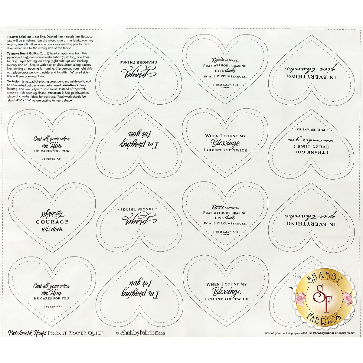 Shabby Fabrics Patchwork Heart Pocket Prayer Quilt Panel (Natural)