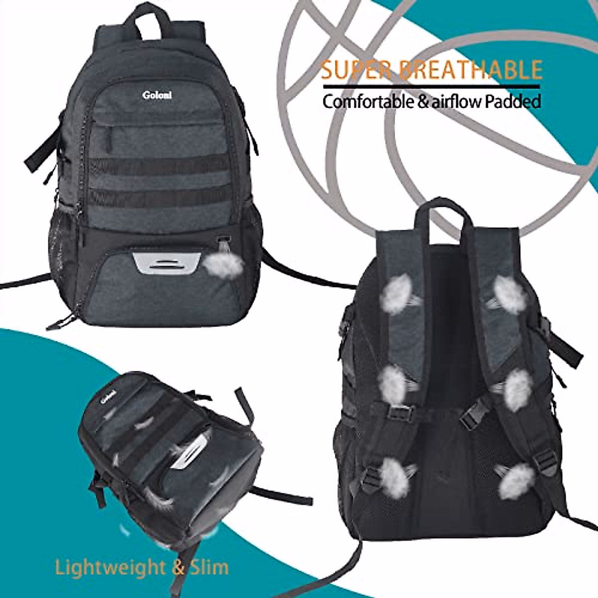 Goloni | Large soccer backpack bag with shoe and ball compartment, soccer backpack, baseball, softball, volleyball sport bag, travel gym backpack, basketball training equipment Water Resistant