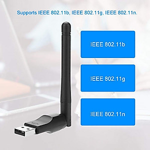 150Mbps Wireless USB WiFi Adapter,150Mbps Data Transmission,64/128/152-digit WEP Encryption Wireless Network Card for PC/Desktop/Laptop,Support Windows XP/Vista/7/8/10, Mac OS