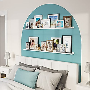 You Have Space Lagos Long Picture Ledge Floating Shelves for Living Room Decor, Kitchen, Bedroom, Kids Room, Nursery Bookshelf Set of 2 White 60"