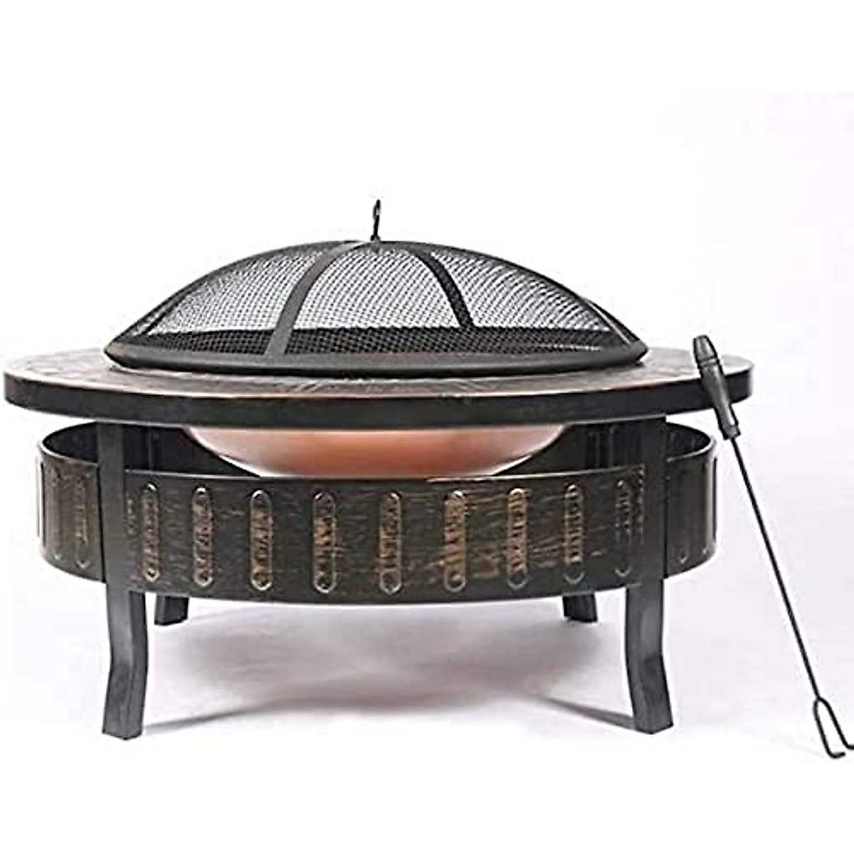LEAYAN Garden Fire Pit Large Bonfire Wood Burning Patio Coal Grill Firepit for Grill Charcoal Grill with Spark Screen Poker with Cover BBQ Cooking for Camping Backyard Portable Grill Barbecue Rack