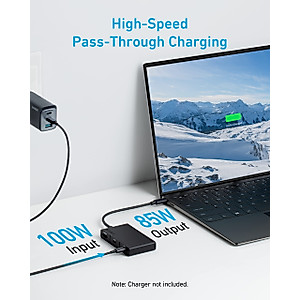 Anker USB C Hub, 332 USB-C Hub (5-in-1, 4K HDMI) with 100W Power Delivery, 4K@30Hz HDMI Display, 5Gbps USB-C and USB-A Data Ports for MacBook, iPad, Lenovo, Dell, HP Laptops, and More (Black)