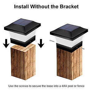 T-SUN Solar Post Lights, Waterproof Outdoor Solar Post Cap Lights for 4 X 4 Wooden Posts, 6000K White LED Lighting, Deck, Patio Garden Decor or Fence(2 Pack)