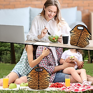Insulated Neoprene Lunch Bag for Women Men Kids Animal Tiger Leopard Print Lunch Box Reusable Small Lunch Tote Bag Cooler Bag for School Work Picnic