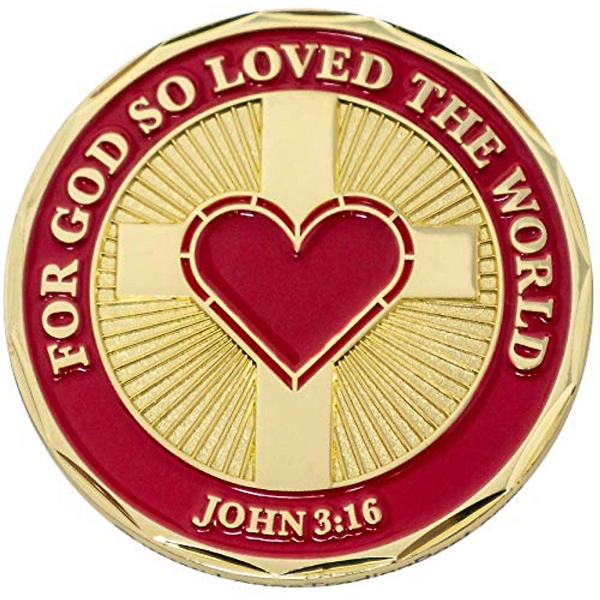 God Loves You Coin, for God So Loved The World That He Gave His Only Begotten Son, John 3:16 Gift. Gold Plated Christian Challenge Coin. Collectible. Eternal Life, Heavenly Father’s Heart Token.