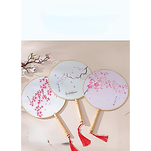 EKZIM Ancient Wind tuan Fan Blank Wholesale Hanfu Dance Advertising Palace Fan Round Fan DIY Material Package Classical Silk Fan Beige