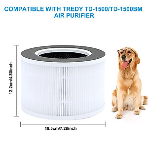 RichBring 2-Pack HEPA Air Purifier Replacement Filter Compatible with Tredy TD-1500 & TD-1500BM
