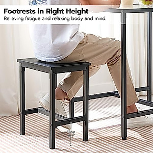 HOOBRO Dining Table Set, Glass Bar Table and Chair Set, Kitchen Table and Chairs with 2 Bar Stools, 3-Piece Bar Height Table and Chairs for Living Room, Dining Room, Party, Black BK80CZ01