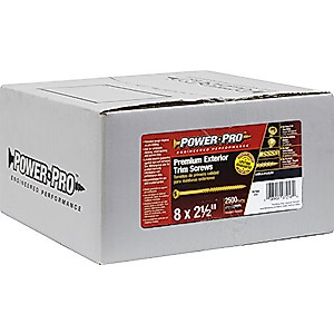 Power Pro 967886 Trim Screws, #8 x 2-1/2", All Purpose Wood, Deck, Composite, and Exterior Trim Screws, Rust Resistant, Bronze, 2500pcs Box