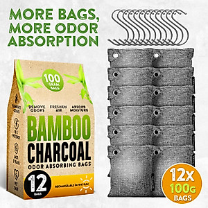 Nature Fresh Charcoal Bags Odor Absorber (Large, 4 Pack, 200g each), Reduce Odors Naturally with Bamboo Charcoal Air Purifying Bags for Car, Home, Closet, Shoe Deodorizer Eliminator Freshener Remover