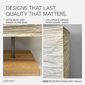 Adesso Home 8022-12 Transitional Three Light Floor Lamp from Dune Collection in Pwt, Nckl, B/S, Slvr. Finish, Beige