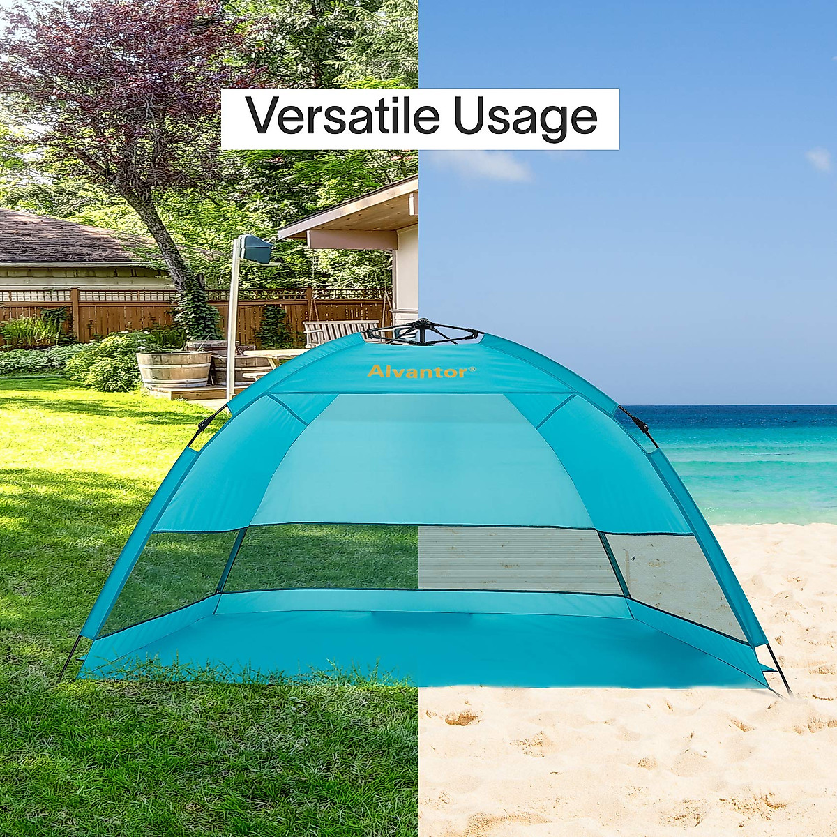 Alvantor Beach Tent Coolhut Plus Beach Umbrella Sun Shelter Cabana Automatic Pop Up UPF 50 Sun Shade Portable Camping Hiking Canopy Easy Set Up Light Weight Windproof Stable 2-3 Person