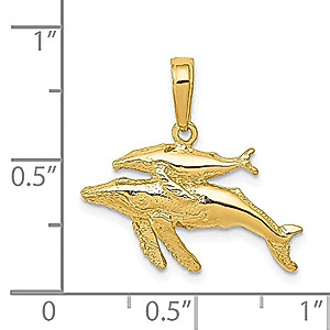 IceCarats 14K Yellow Gold Mother Humpback Whale Necklace Charm Pendant 21mm x 20mm Only
