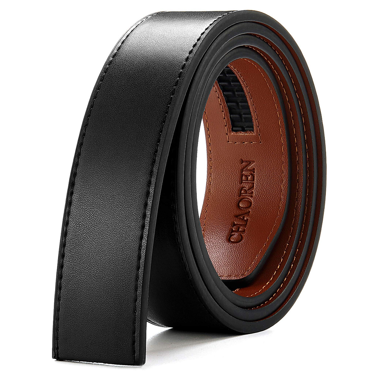 CHAOREN Ratchet Belt Replacement Strap 1 3/8”, Leather Belt Strap for 40MM Slide Click Buckle