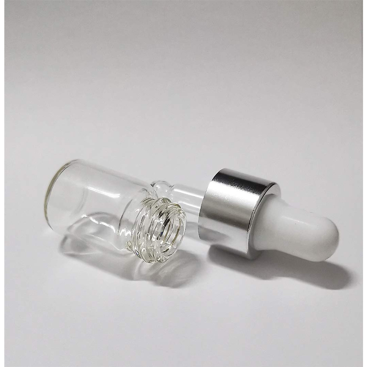 ZbFwmx 20Pack Set 1ML Glass Bottles with Glass Eye Dropper Dispenser for Sample Vial Small Essential Oil Bottle with Glass Eye Dropper, Colognes & Perfumes (Sliver-Clear)