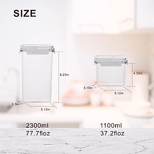NBILIC Cereal Storage Container Set (Flip Top) BPA Free PET Plastic Material, Reusable, Pantry Organizer, Food Portion Container (Set of 4 2 Large 2 Small) Repeatable